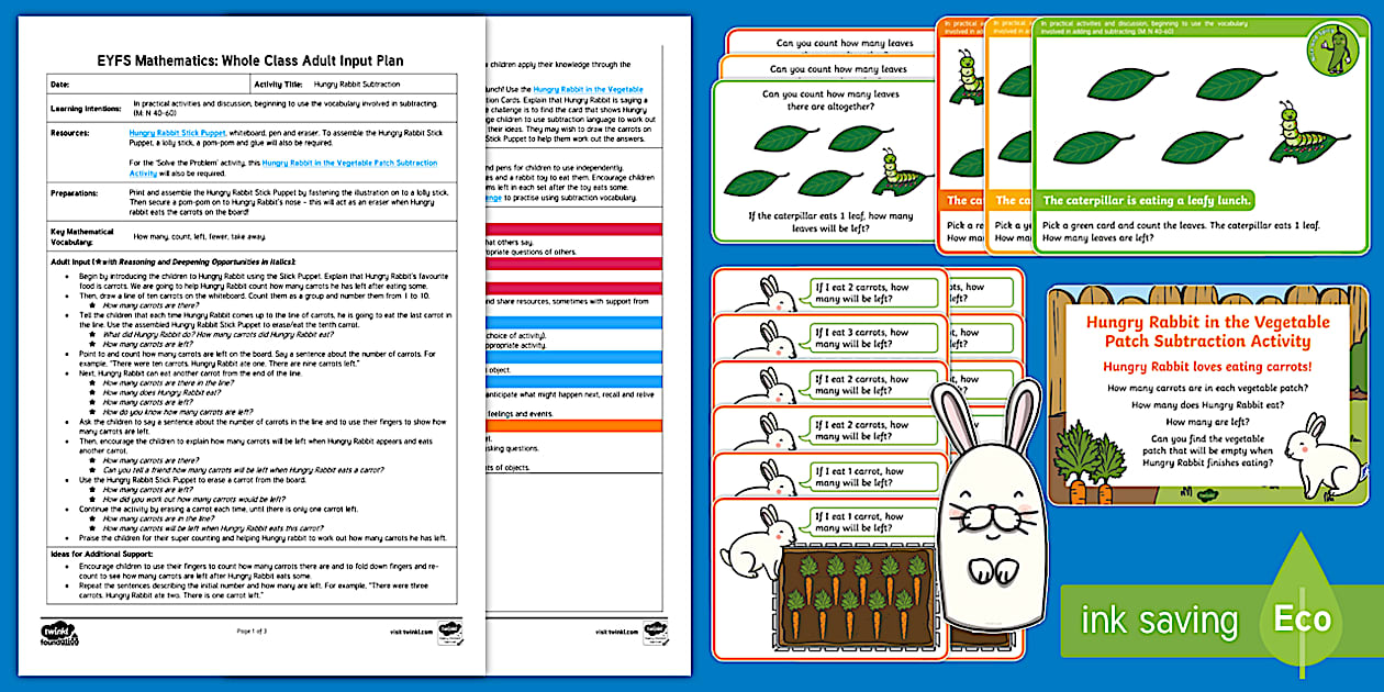 EYFS Maths: Hungry Rabbit Subtraction Whole Class Adult Input Plan and
