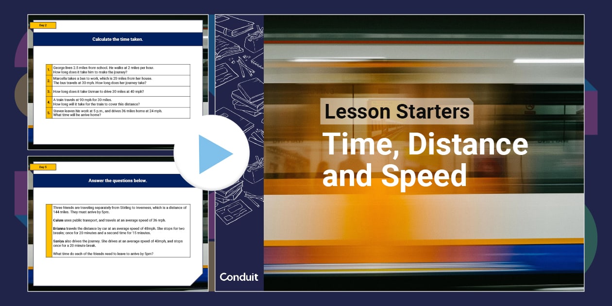 Time, Distance and Speed Five Lesson Starters PowerPoint