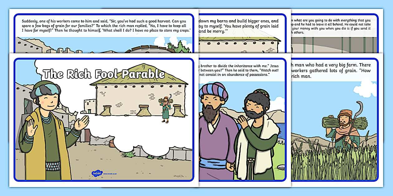 Cursive The Rich Fool Parable Story Cards - Twinkl
