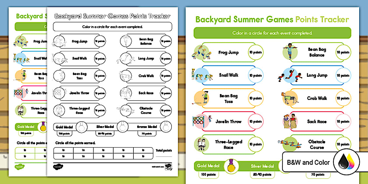 Backyard Summer Games Points Tracker (teacher made) - Twinkl