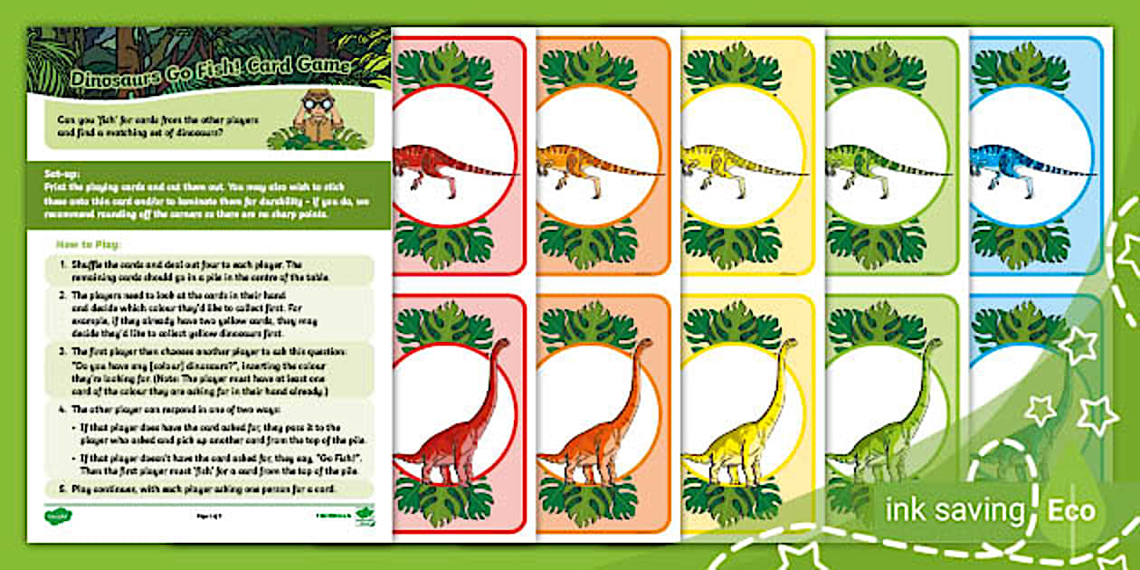 Dinosaurs Go Fish! Card Game (teacher made) - Twinkl
