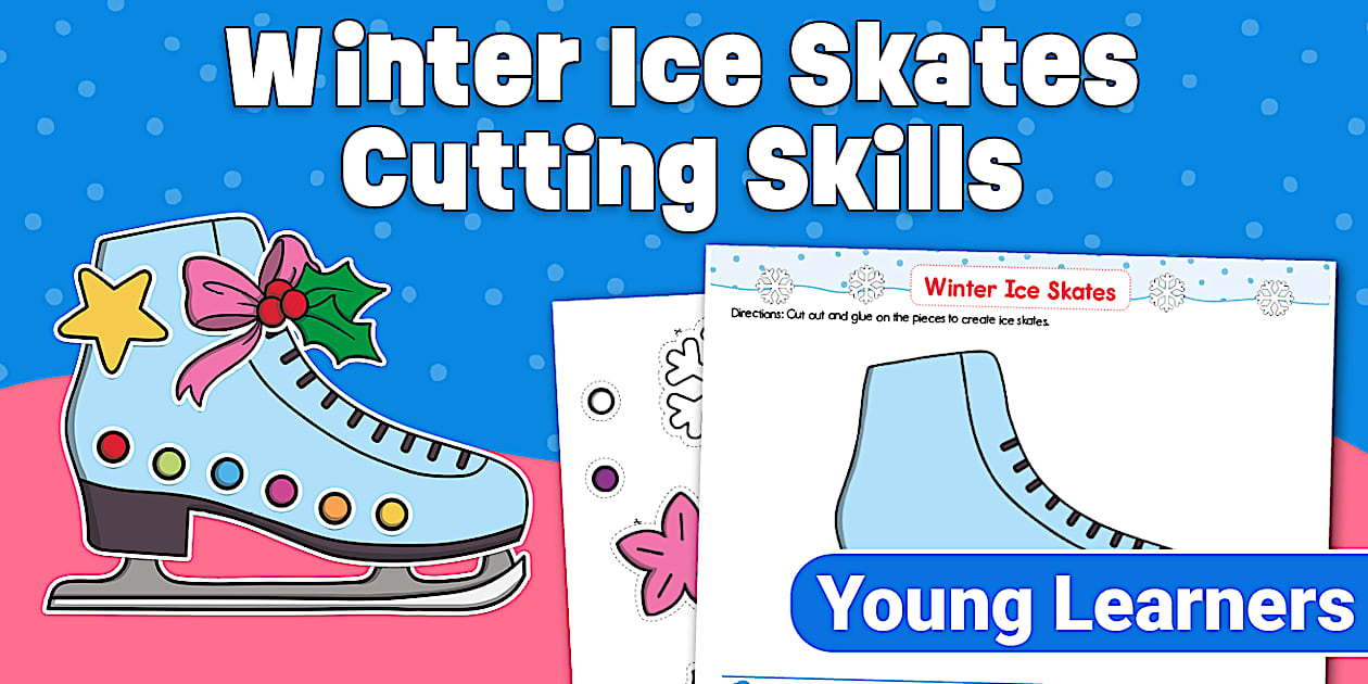 Winter Ice Skates Cutting Skills Activity