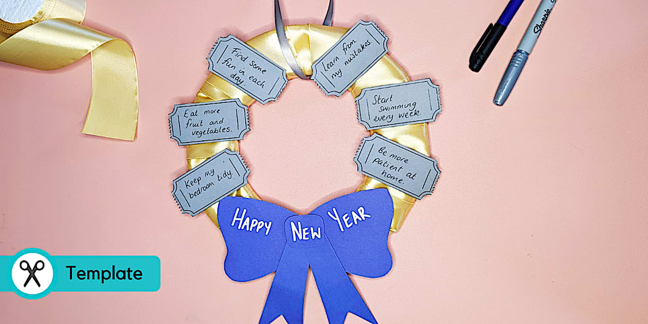 New Year Resolutions Wreath Craft | New Year Crafts - Twinkl