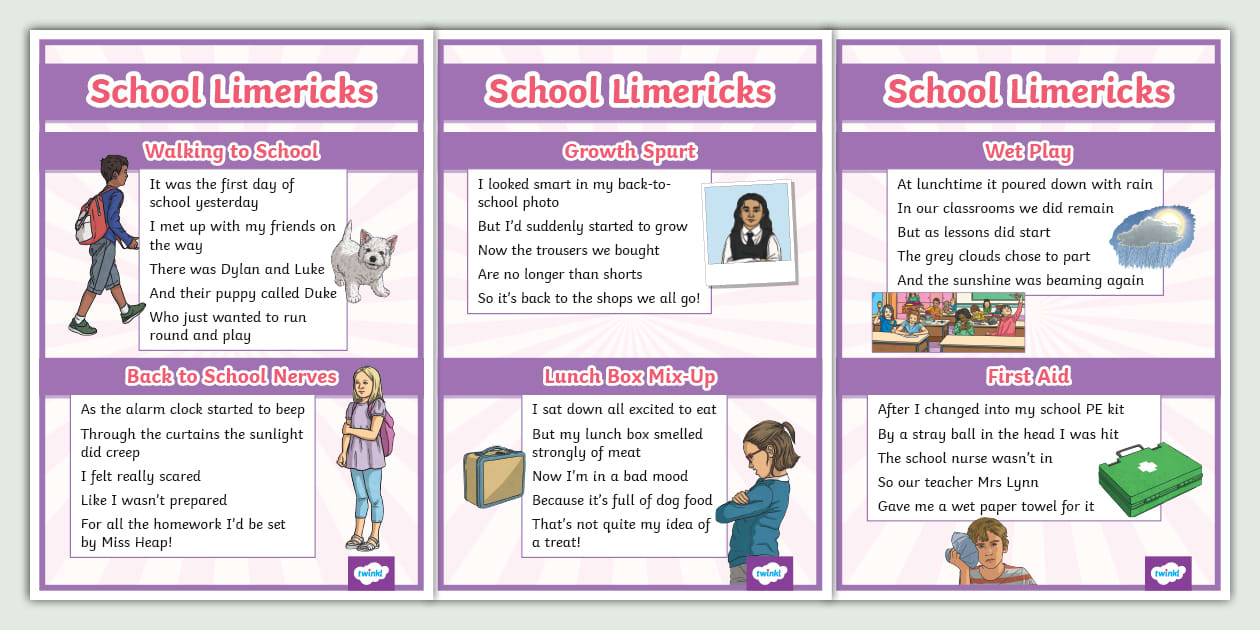 School Limericks Examples - KS2 - English - Writing - Poetry