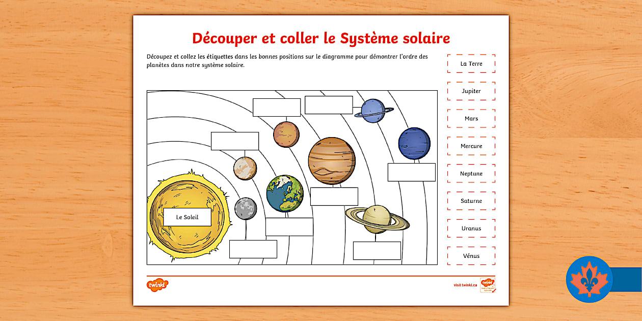 Solar System Cut and Stick French (teacher made) - Twinkl