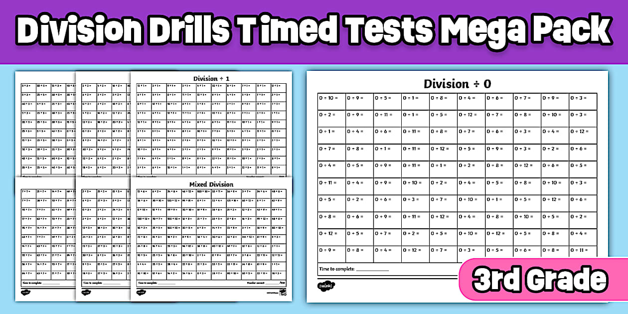 Math Fact Fluency Division Drills Timed Tests Mega Pack