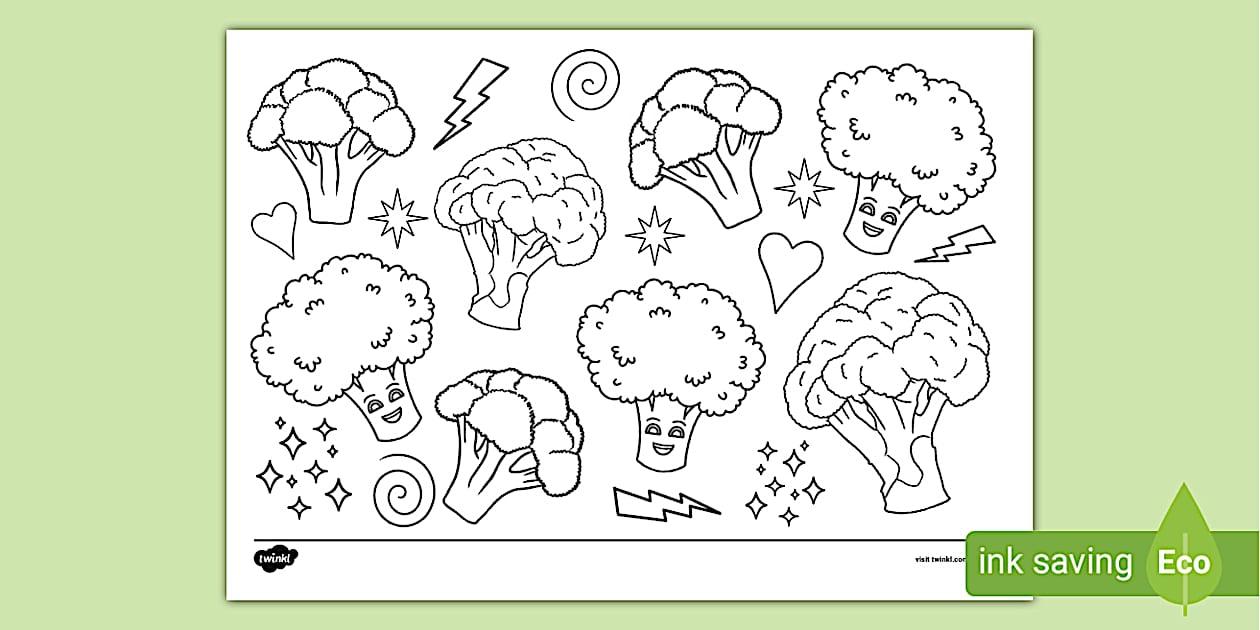 Broccoli Doodle Colouring Page - Twinkl