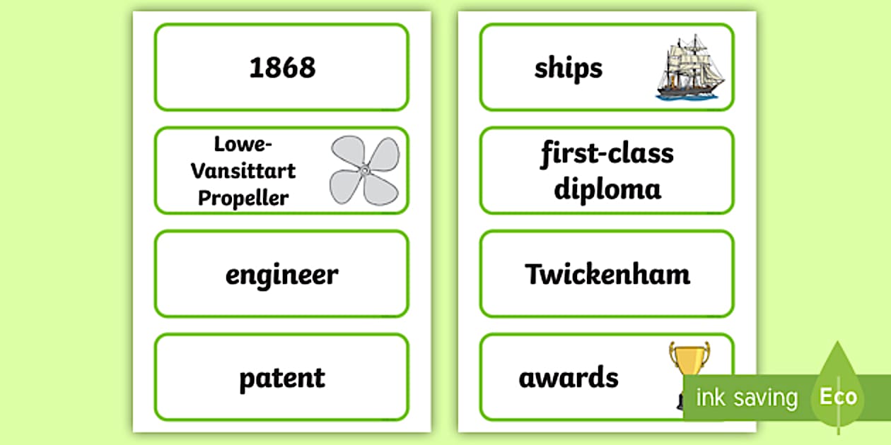 Henrietta Vansittart Word Cards