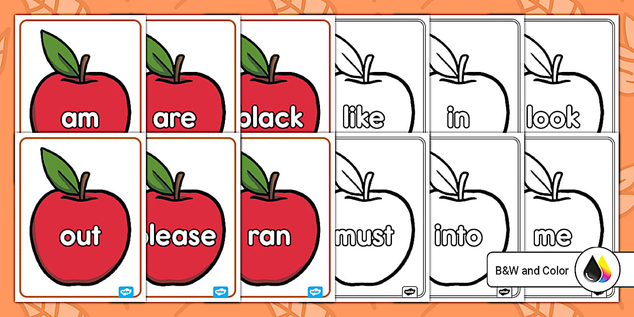 Apple Sight Words Poster | Kindergarten Resource | Twinkl US