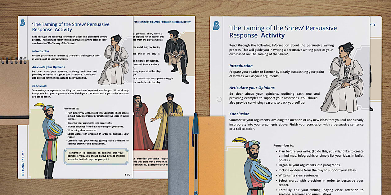 'The Taming of the Shrew' Persuasive Response Activities