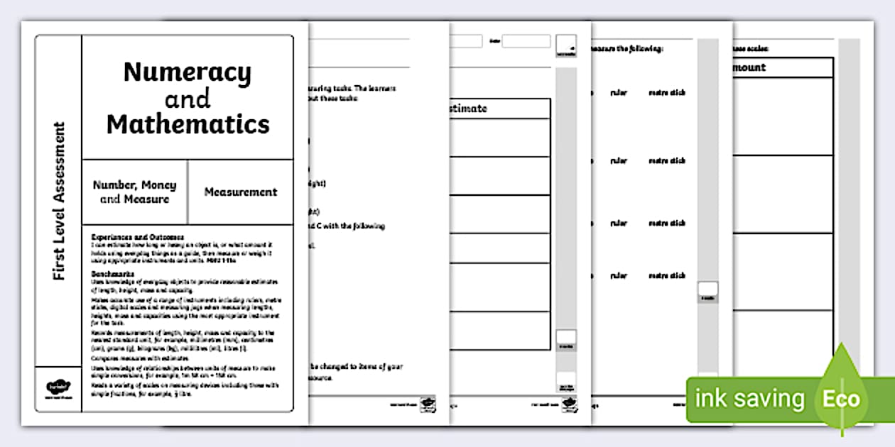 First Level Numeracy and Mathematics Assessment - Measurement