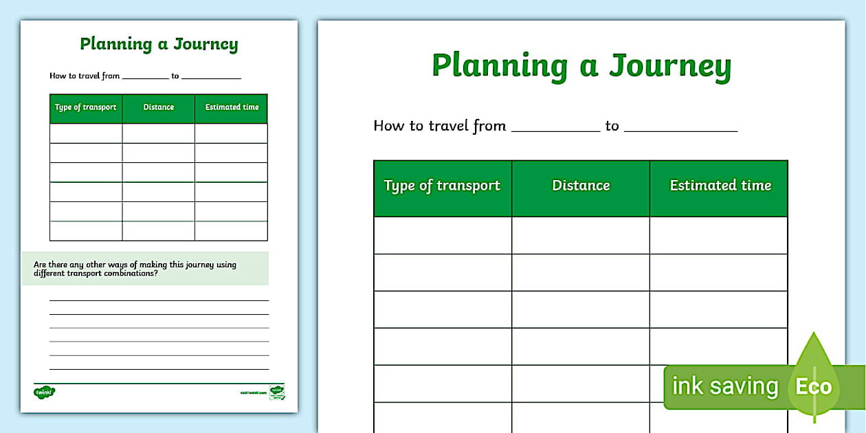 Planning a Journey Activity Sheet (teacher made) - Twinkl