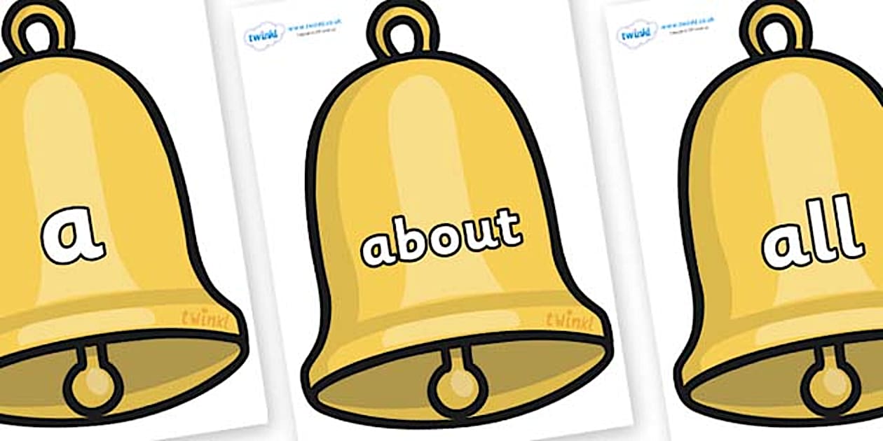 Cursive 100 High Frequency Words on Christmas Bell - Twinkl