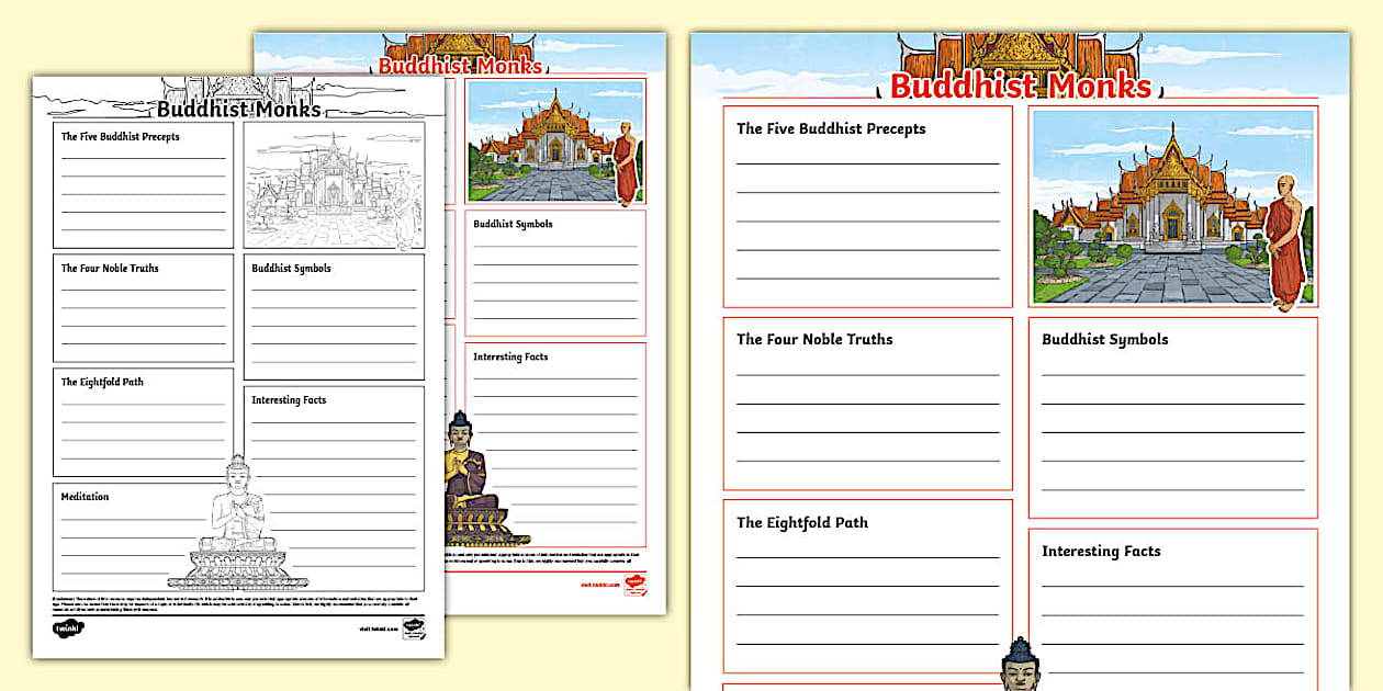 Buddhist Monks Fact File Template (teacher made) - Twinkl
