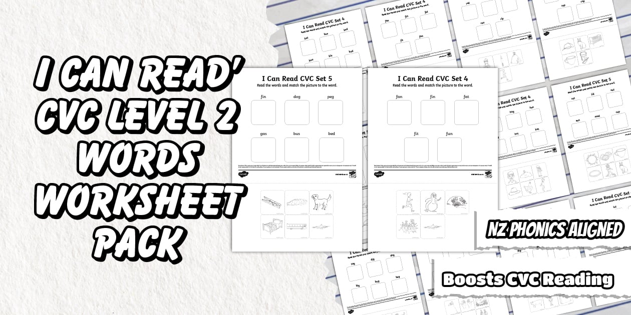 'I Can Read' CVC Level 2 Words Worksheet Pack
