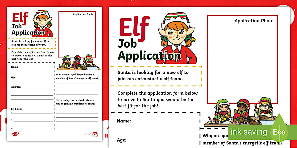 Elf Job Application Activity Sheet (teacher made) - Twinkl