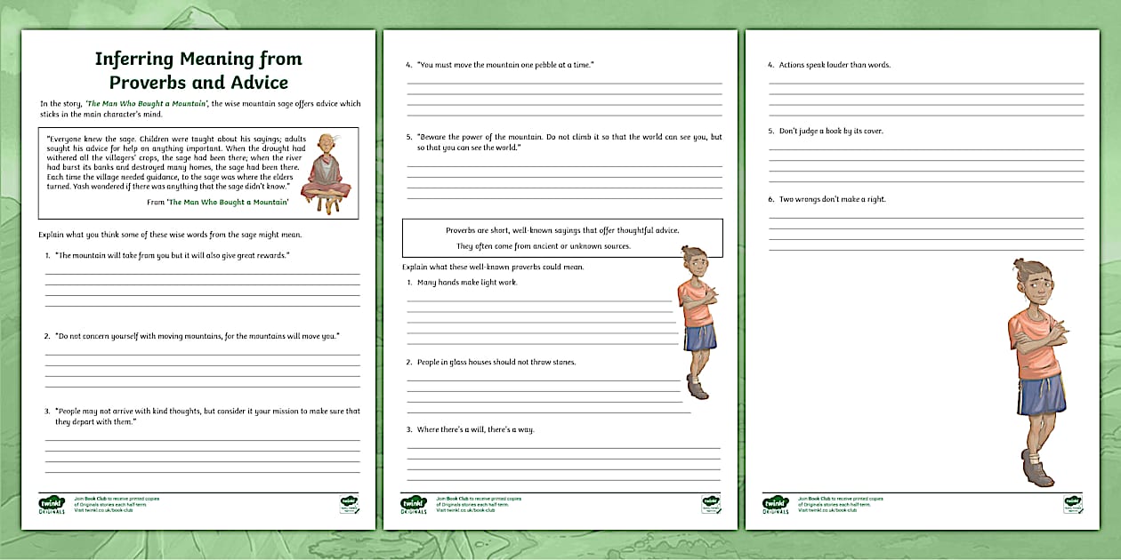 Inferring Meaning from Proverbs and Advice KS2 Activity