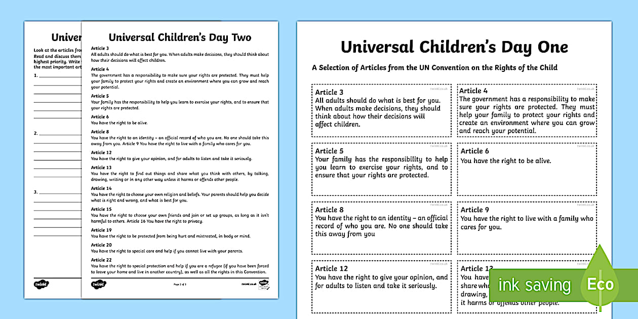 Universal Children's Day | KS2 Worksheet