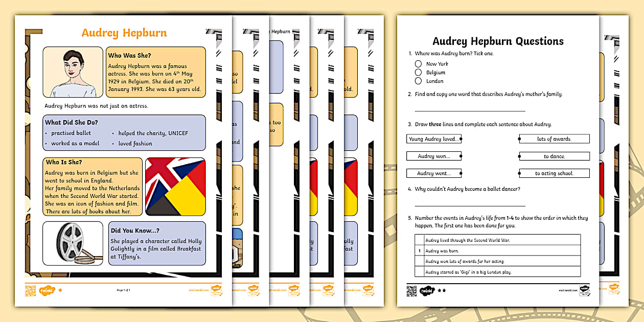 KS1 Audrey Hepburn Differentiated Reading Comprehension