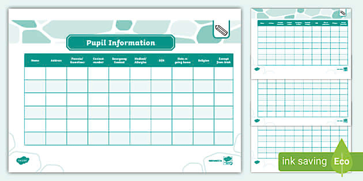 Teacher Planner: Pupil Information (teacher made) - Twinkl
