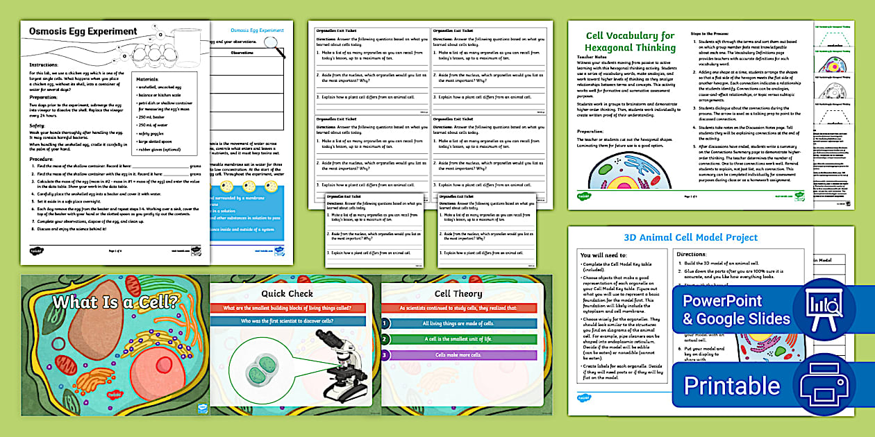 Let's Explore Cells Science Lesson Pack for 6th-8th Grade