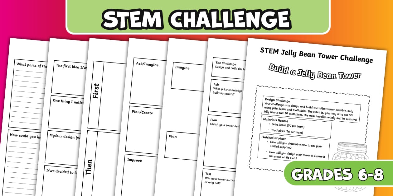 STEM Build a Jelly Bean Tower Challenge for 6th-8th Grade