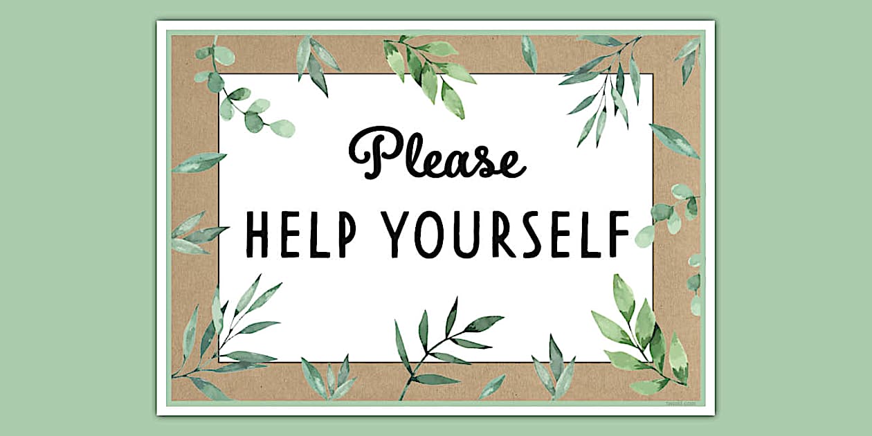 Botanical-Themed Please Help Yourself Display Poster