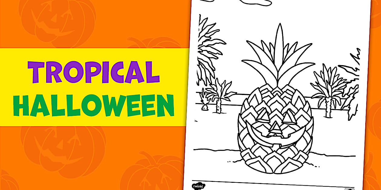 Tropical Halloween Coloring Page