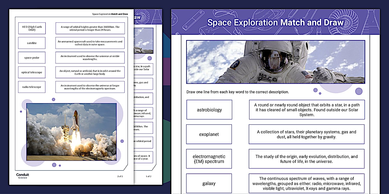 Space Exploration: Match and Draw (teacher made) - Twinkl