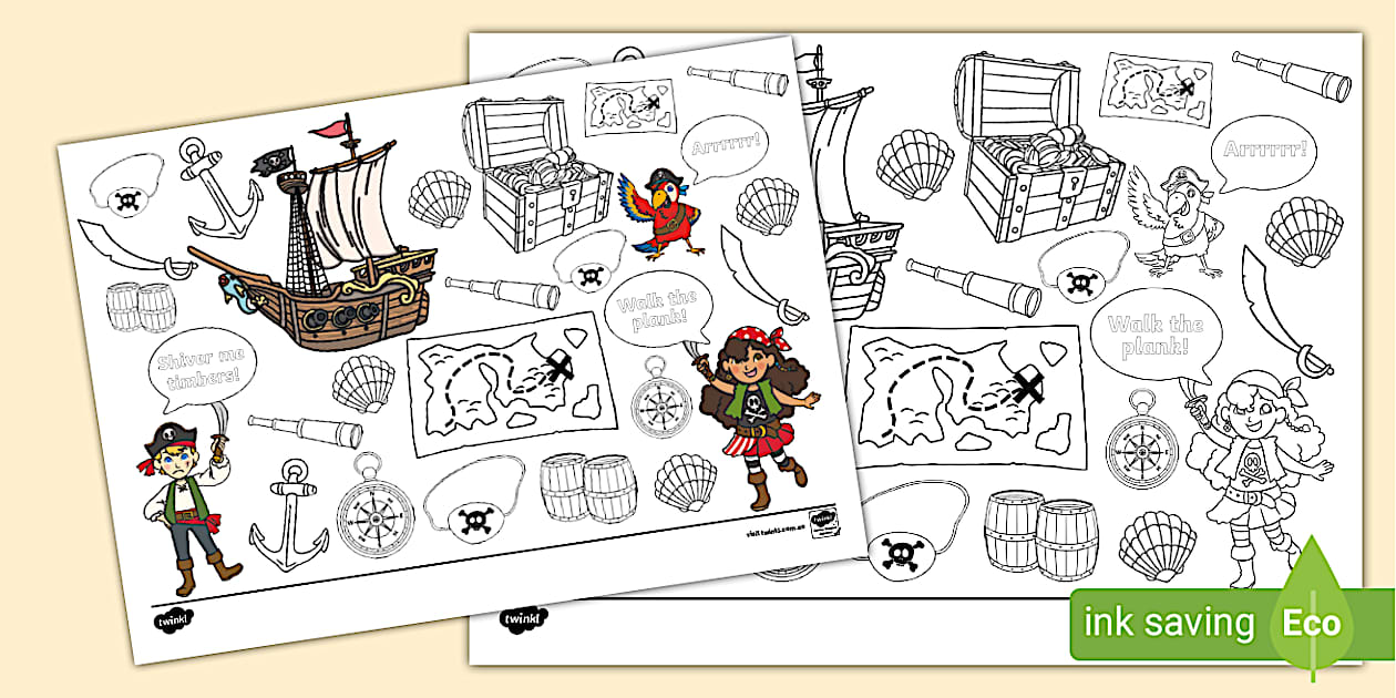 Pirate Doodle Colouring Page (Teacher-Made) - Twinkl