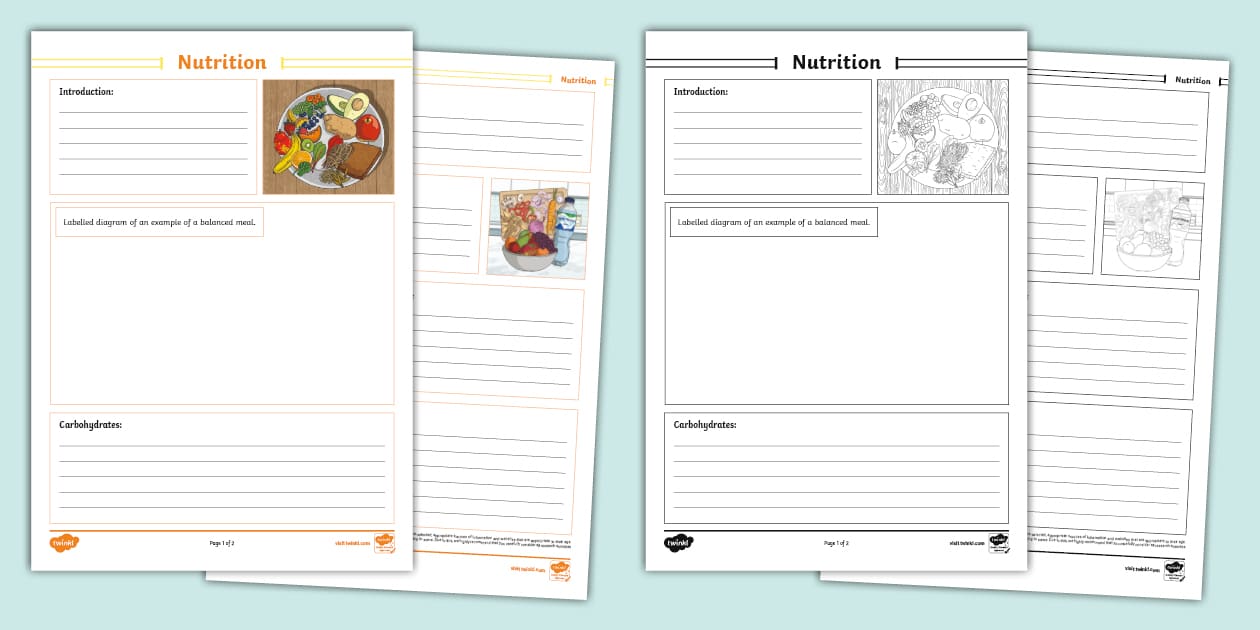Nutrition Non-Chronological Report Template