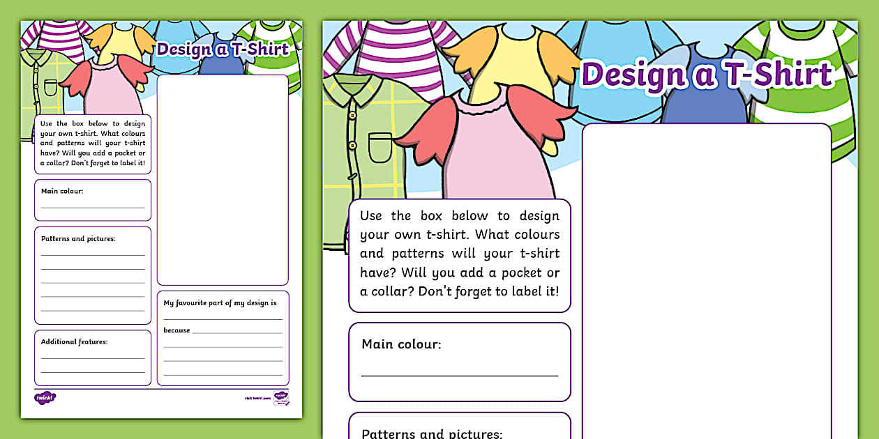 KS1 Design a T-Shirt Worksheet (teacher made) - Twinkl