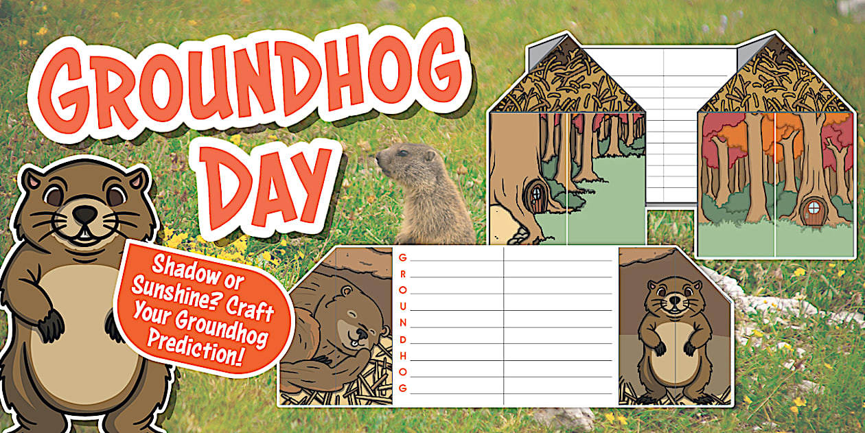 Groundhog Day Acrostic Poem Folded Paper House Sculpture