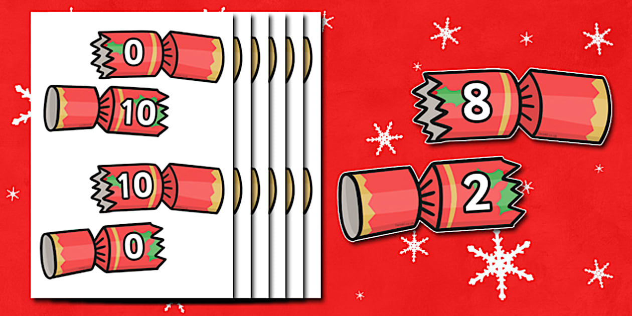 Christmas Number Bonds to 10 on Crackers - Twinkl