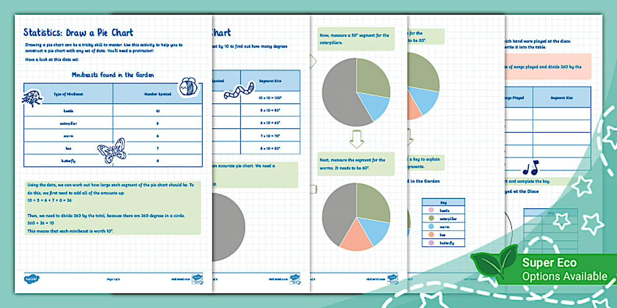 Statistics: Draw a Pie Chart (Ages 10 - 11) (teacher made)