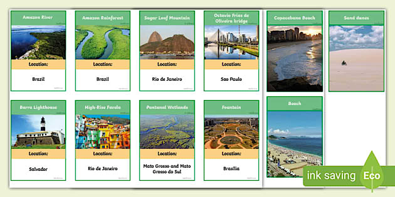 Human and Physical Features in Brazil - KS2 Geography Cards