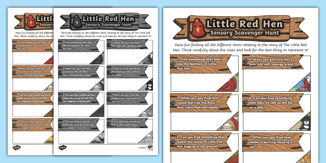 Little Red Hen Sensory Scavenger Hunt (teacher made)