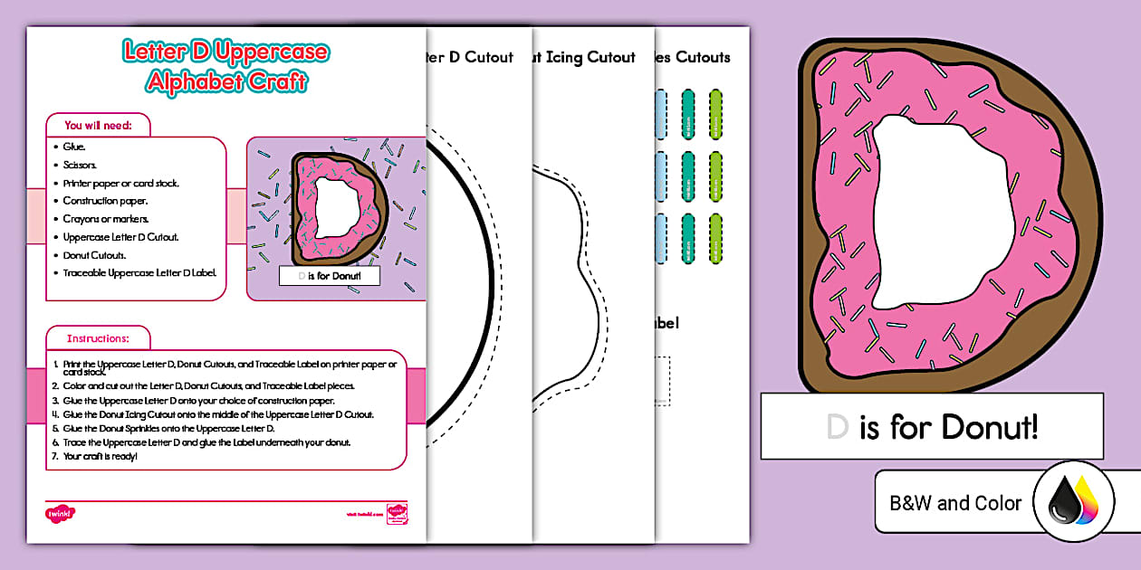 Letter D Uppercase Alphabet Craft (teacher made) - Twinkl