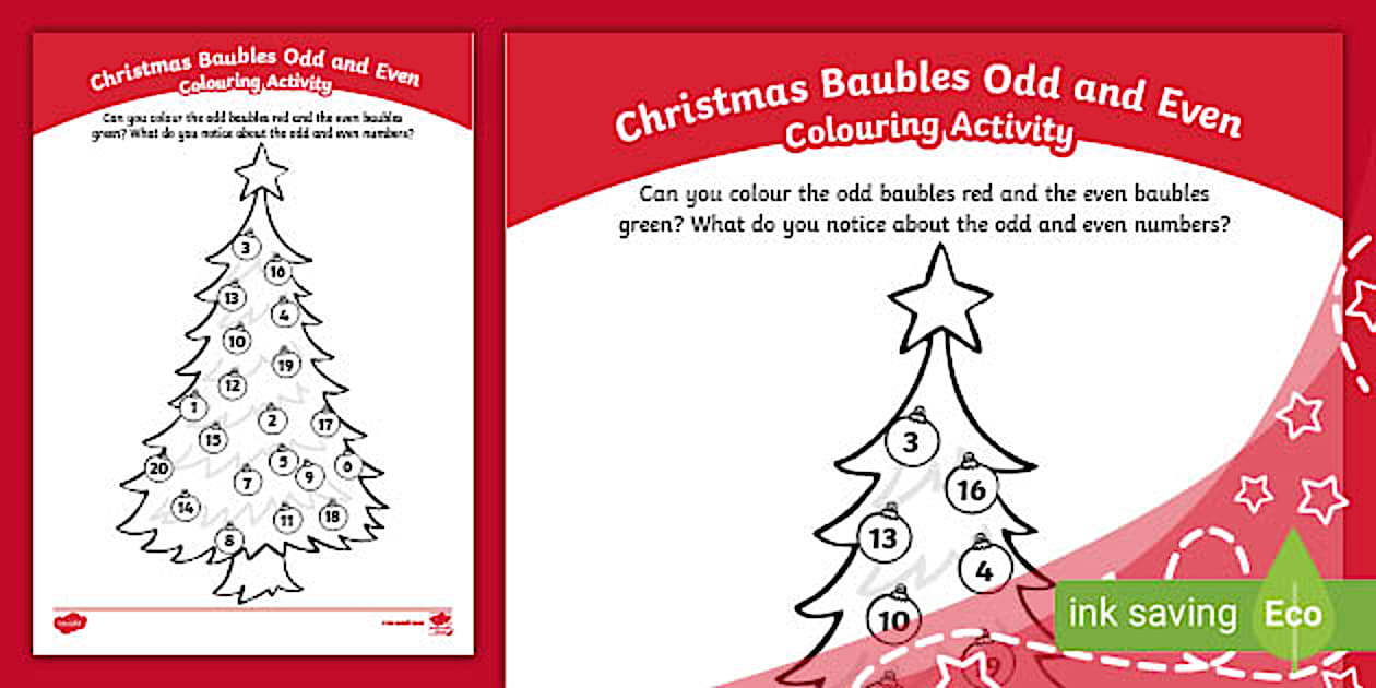 👉 Christmas Baubles Odd and Even Colouring Activity