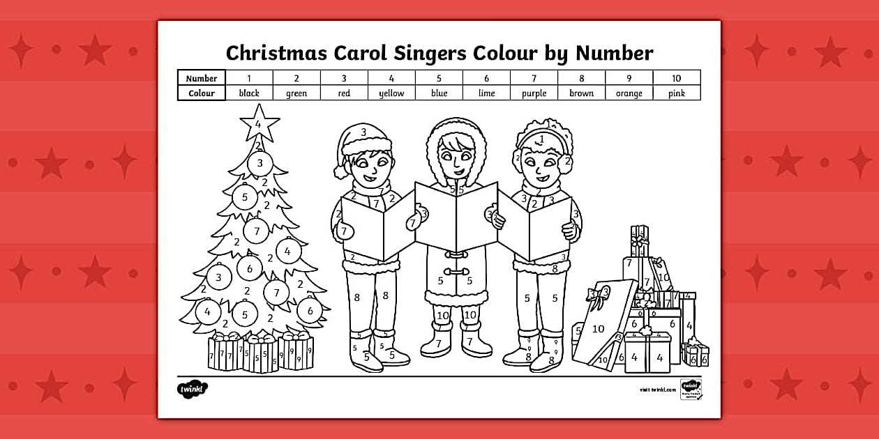 KS1 Christmas Carol Singers Colour by Number (teacher made)