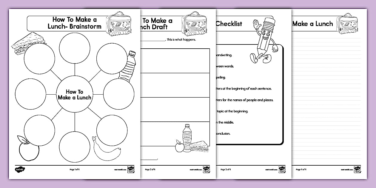 First Grade How To Make a Lunch Writing Prompt Worksheet