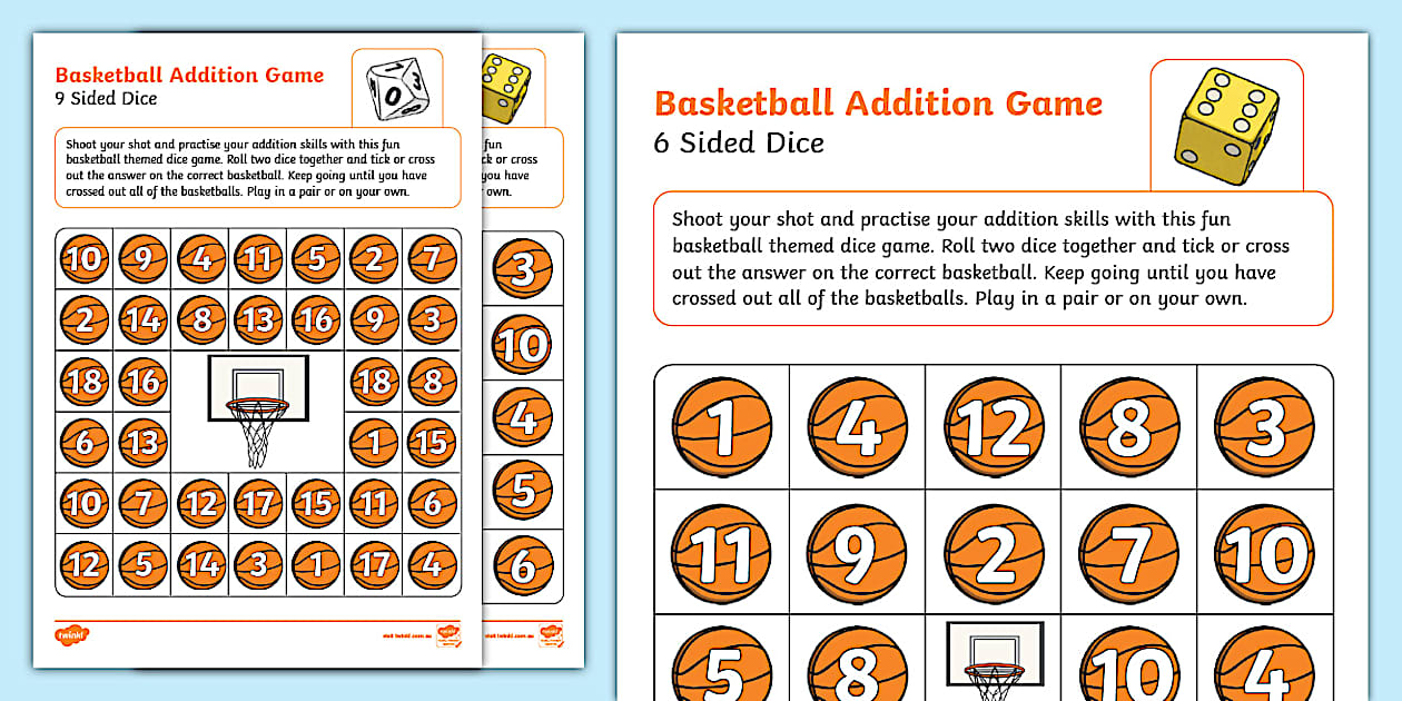 Basketball Addition Game (teacher made) - Twinkl