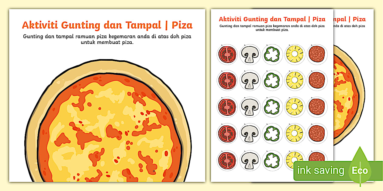 Aktiviti Gunting dan Tampal - Piza (teacher made) - Twinkl