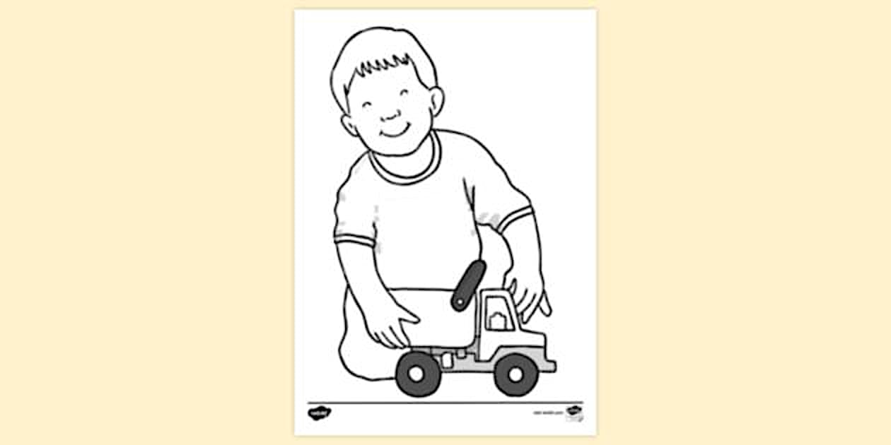 Boy with Toy Colouring | Colouring Sheets (teacher made)