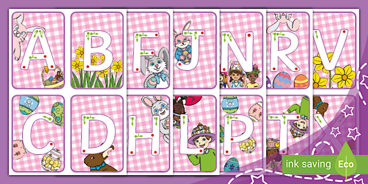 Easter A to Z Upper-Case Letter Formation Tracing Cards