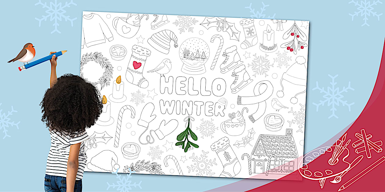 Hello Winter Colouring Activity Poster | Twinkl Art Gallery