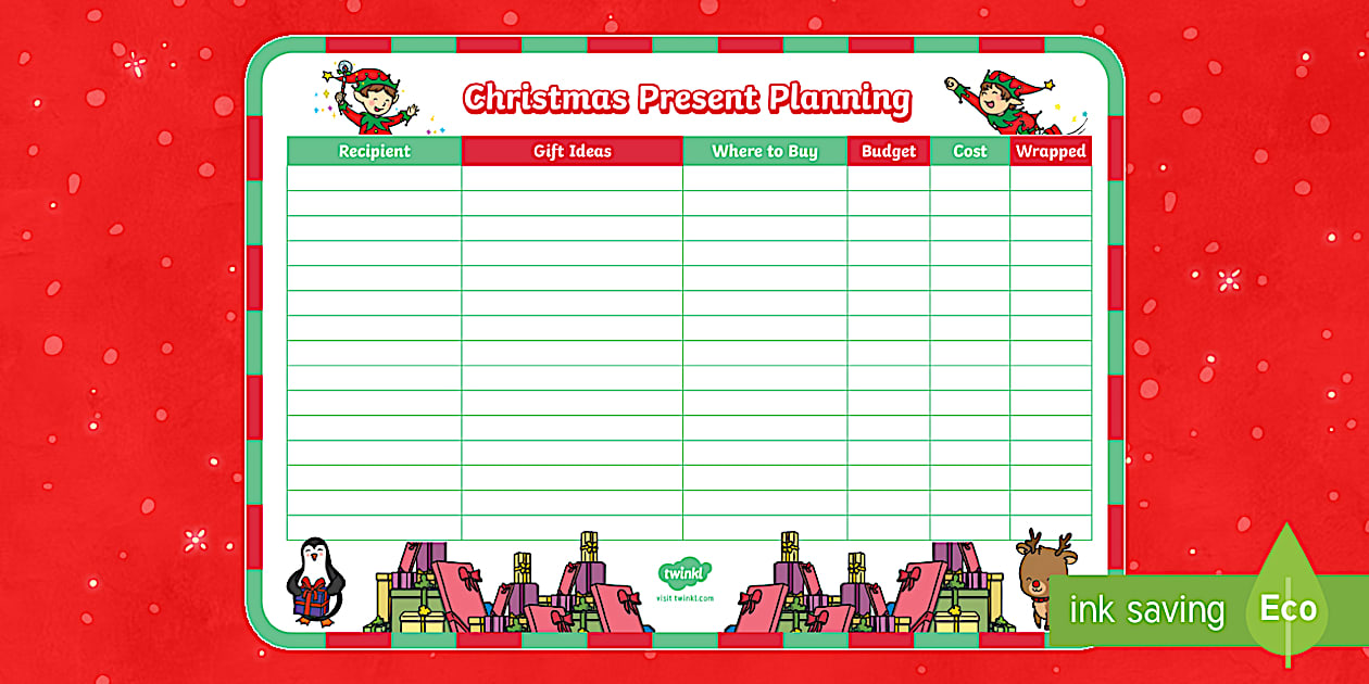 Christmas Present Planning Sheet (teacher made) - Twinkl