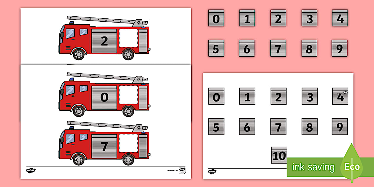 Fire Engine Themed Number Bonds to 10 Activity - Twinkl