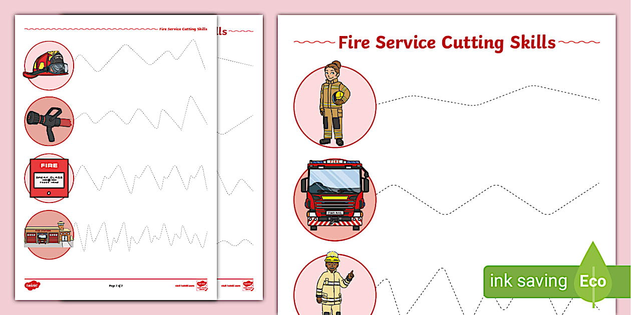 Fire Service and Fire Fighter Zigzag Cutting Skills - Twinkl