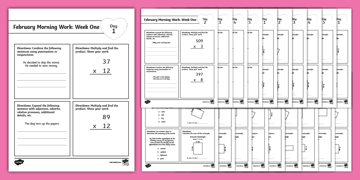 Fifth Grade February Morning Work Bundle - Twinkl